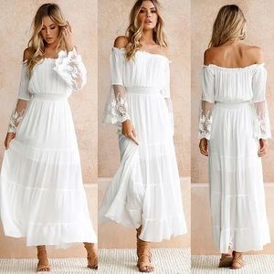 Dresses | White Boho Off Shoulder Maxi Long Photoshoot Dress | Poshmark